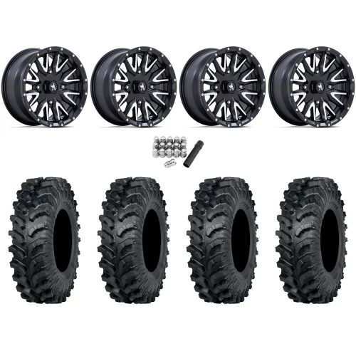 ITP MT911 34x10-15 (8ply) Tires on MSA M49 Creed Matte Black & Machined Wheels